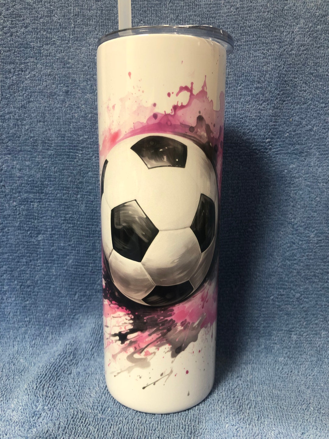 Soccer Ball Pink Splash 20oz Stainless Tumbler W/plastic Straw - Etsy