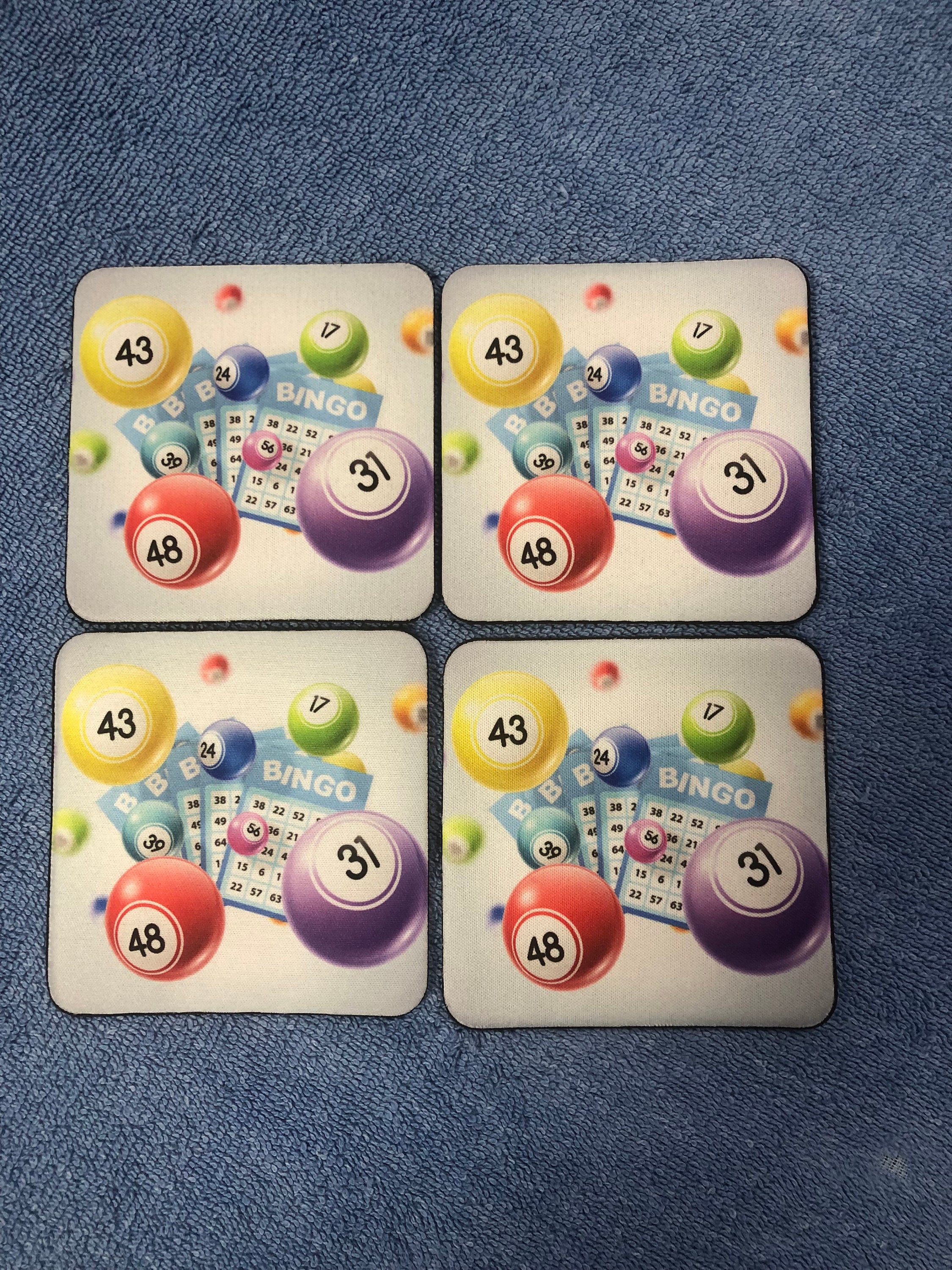 Bingo Square Coasters 3.9 set of 4 - Etsy