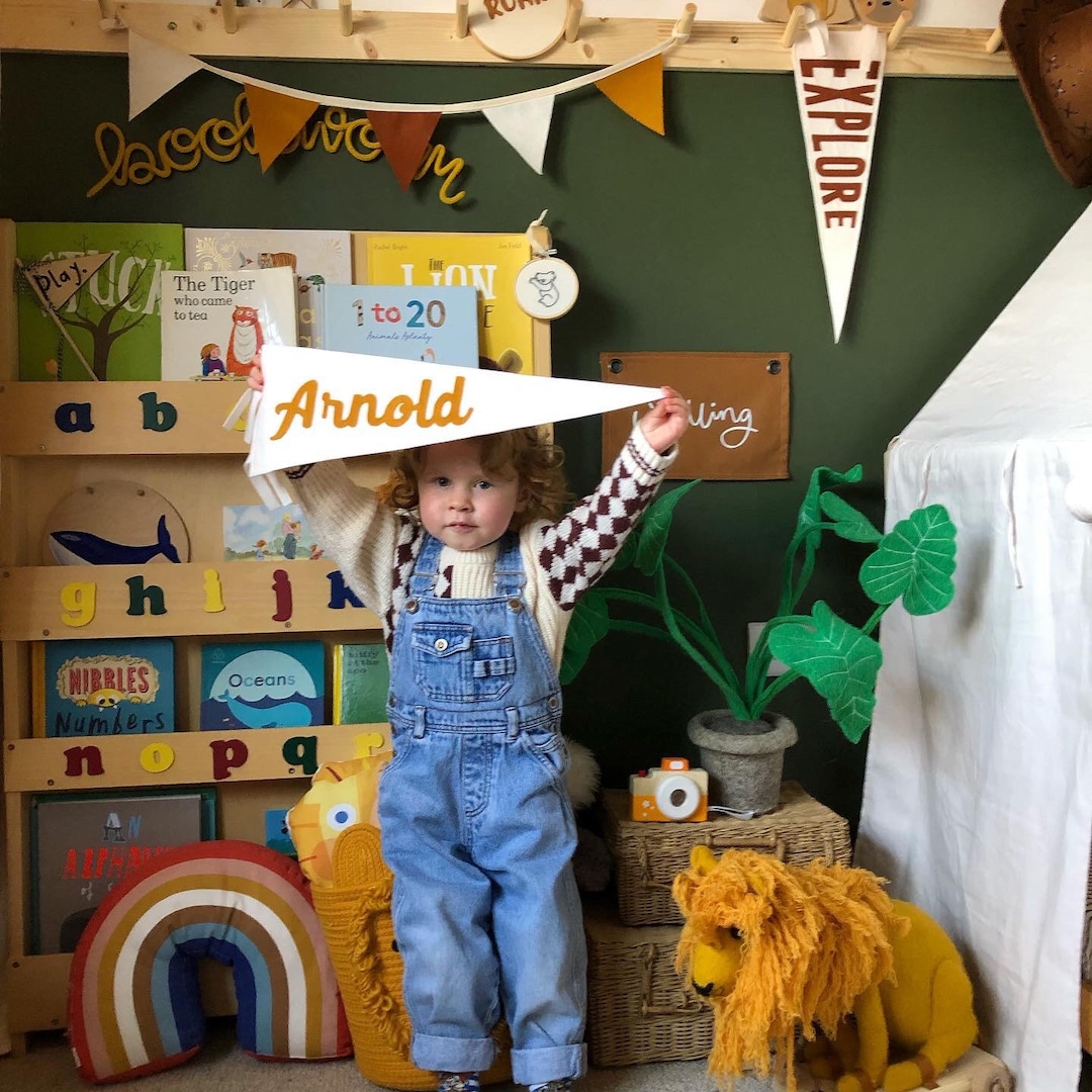 Large Custom Pennant Flag - Cursive Font - Etsy