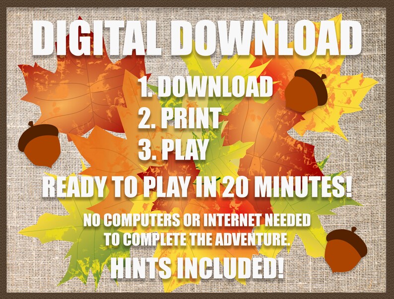 Printable Fall Mystery Adventure, Family Friendly Printable Puzzle Game ...