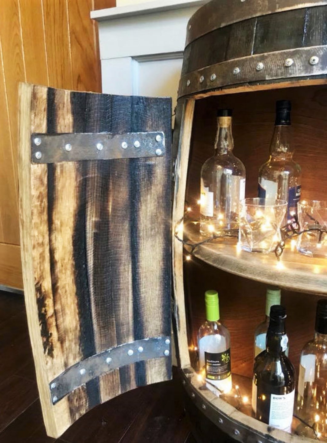 Whiskey Barrel Mini Bar Handcrafted From Authentic Barrel Double Door ...