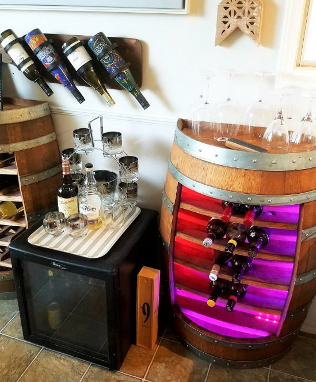 Whiskey Barrel Mini Bar Handcrafted From Authentic Barrel Double Door ...