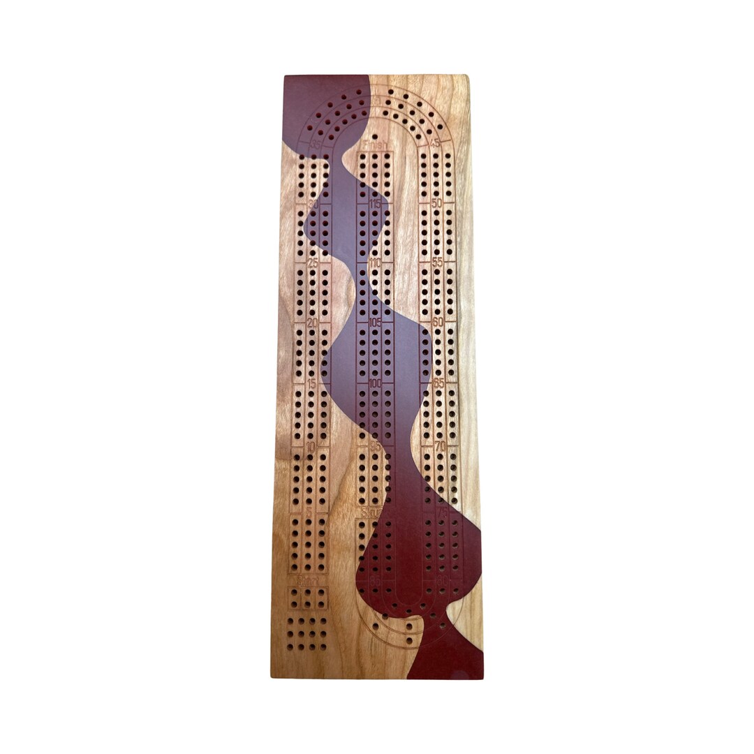 Cherry Wood Cribbage Board With Red Resin Inlay & Peg Storage - Etsy