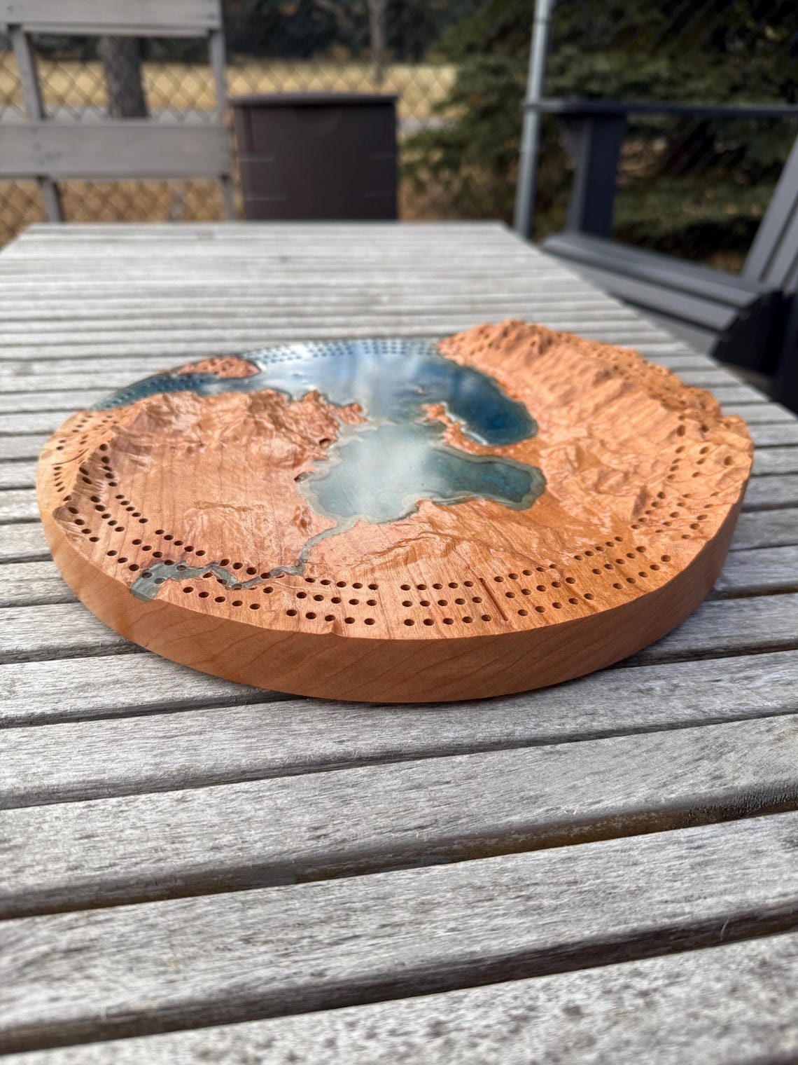 Ready to Ship Flathead Lake Cribbage Board • Cherry Hardwood • 3D ...