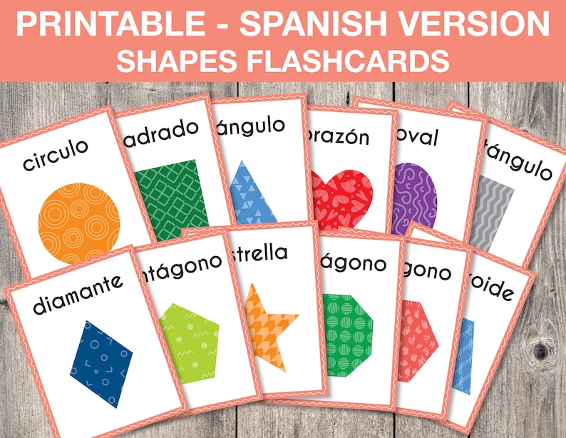 Spanish Printable Shapes Flashcards Shapes Flashcards - Etsy
