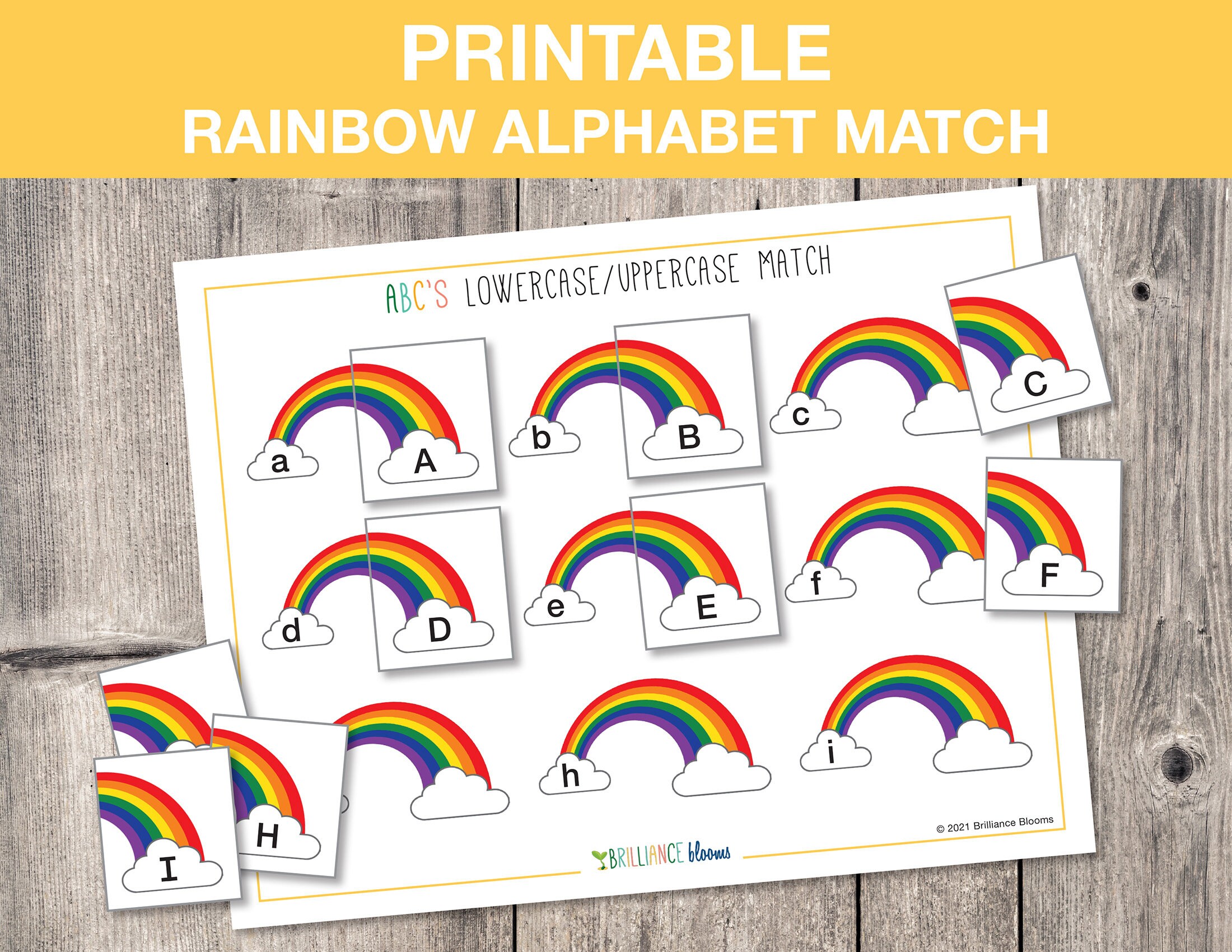Printable Alphabet Matching, Rainbow Alphabet Activity, Preschool ...