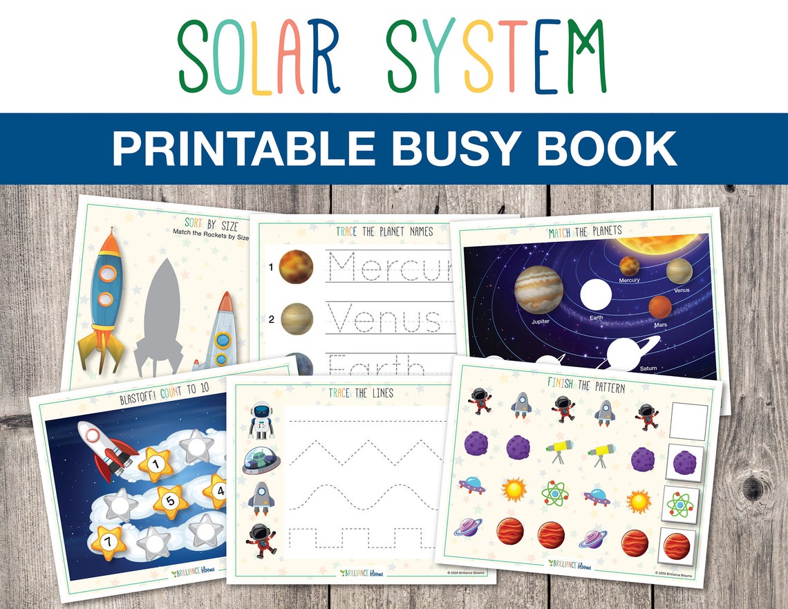 Printable Toddler Busy Book, Solar System Busy Book, Quiet Workbook ...