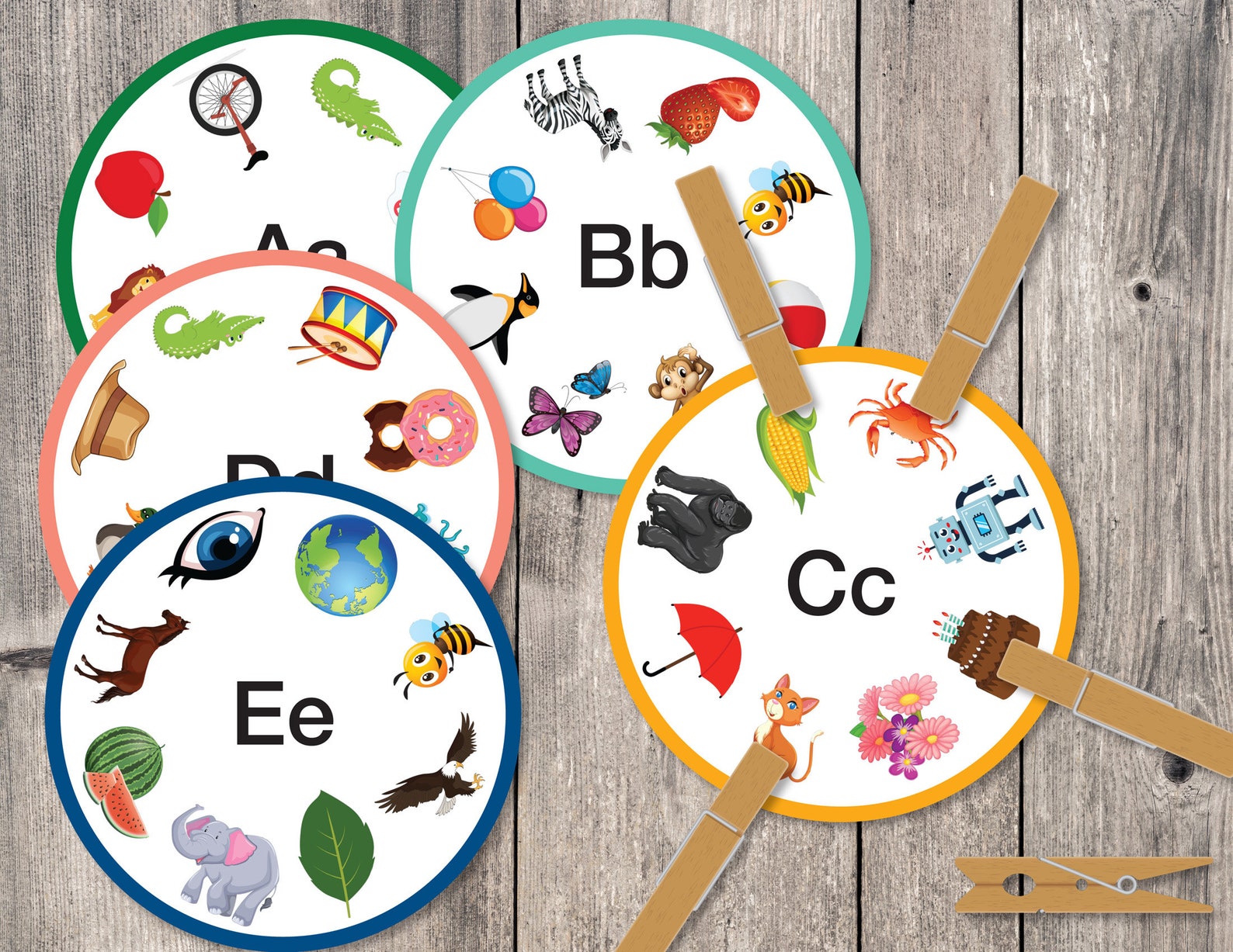 Printable Alphabet Circle Clip Cards Montessori Alphabet - Etsy