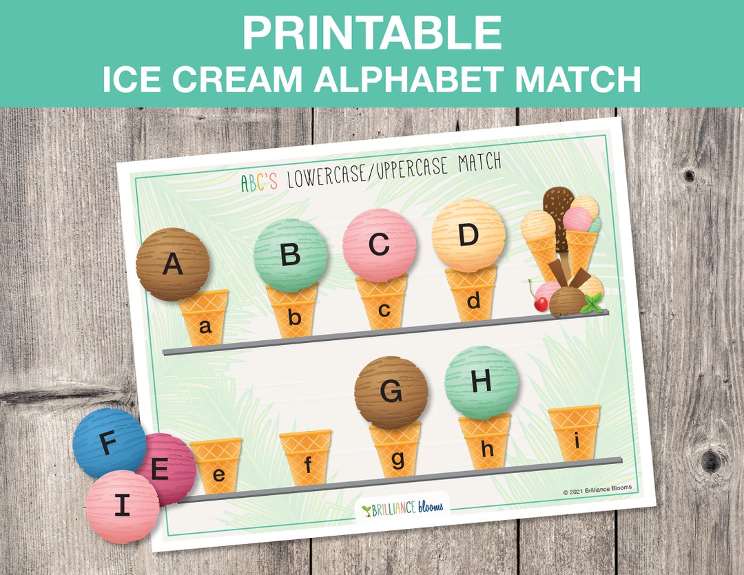 Printable Alphabet Matching, Ice Cream Alphabet Activity, Preschool ...
