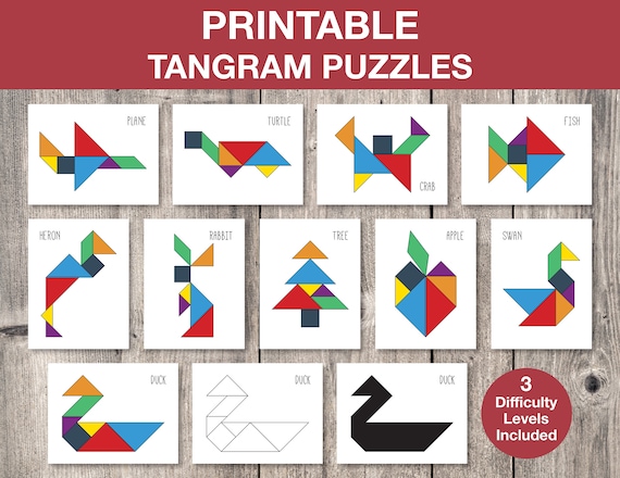Tangram Puzzles Printable Game Kids Printable Puzzle | Etsy