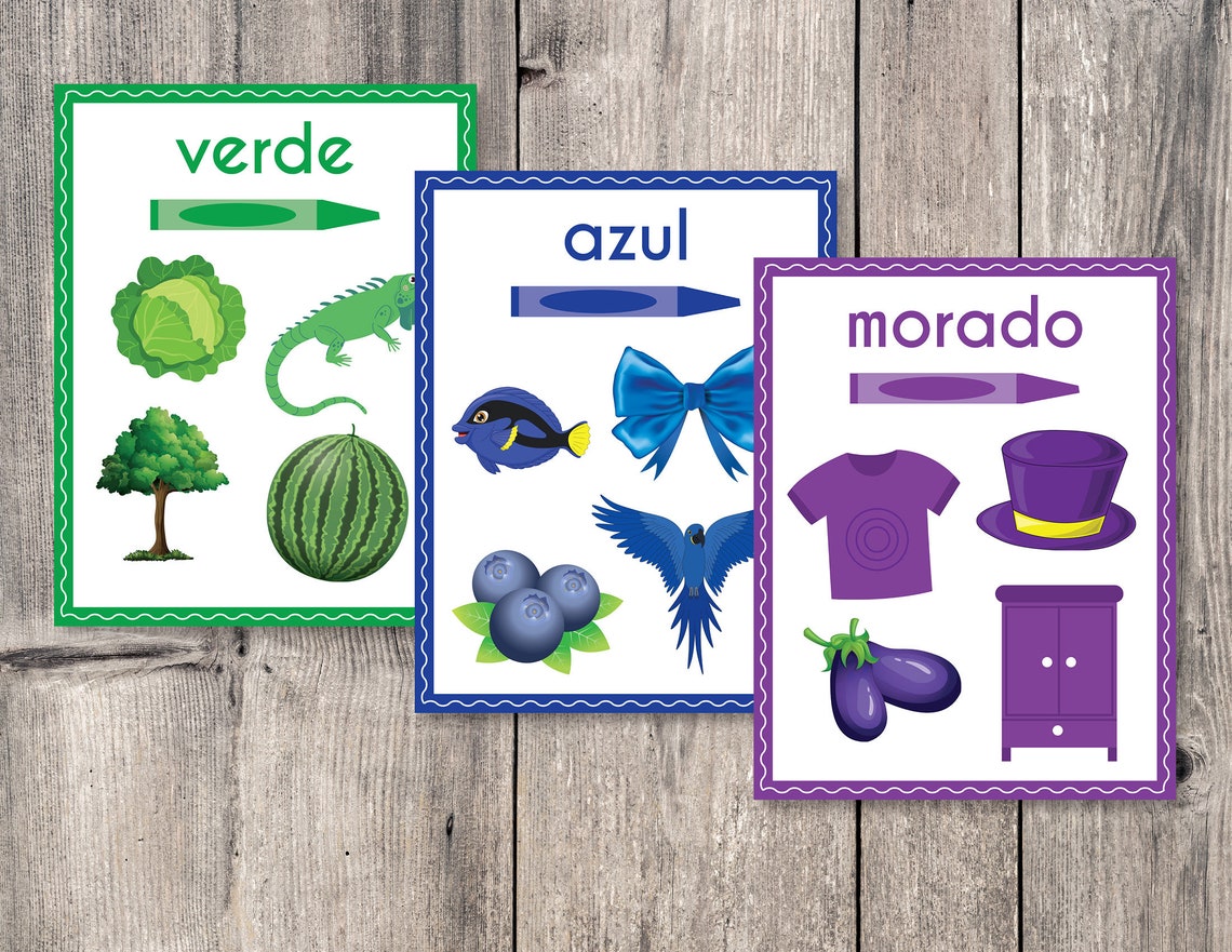 Spanish Printable Color Flashcards, Colors Flashcards, Preschool ...