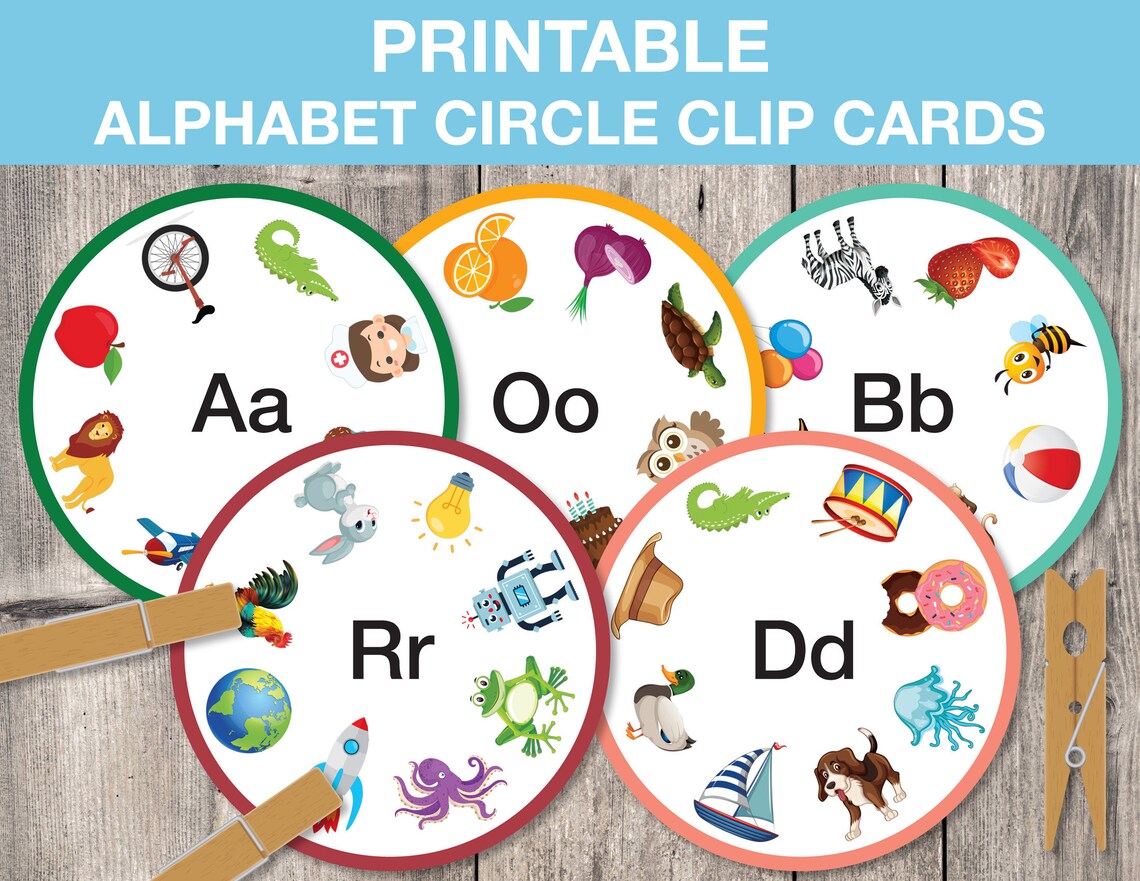 Printable Alphabet Circle Clip Cards Montessori Alphabet - Etsy