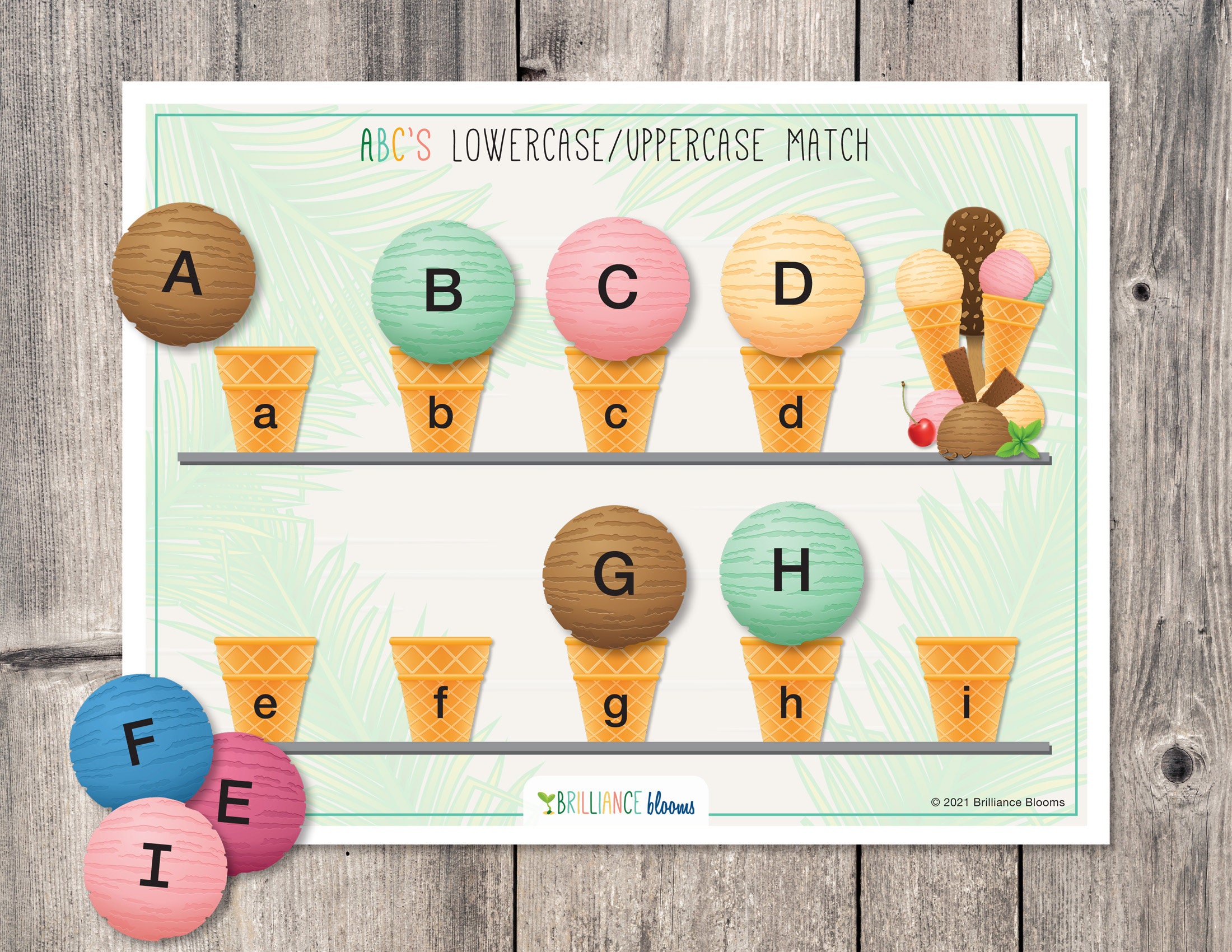 Printable Alphabet Matching, Ice Cream Alphabet Activity, Preschool ...
