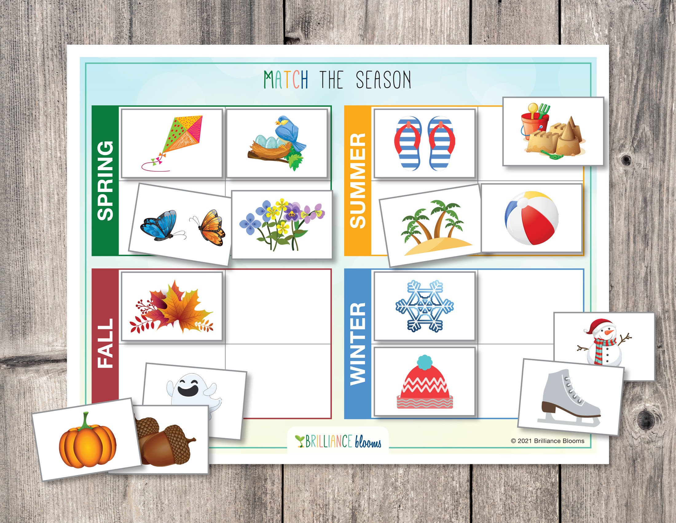 Match the Seasons Printable, Preschool Seasons Activity, Circle Time ...