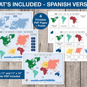 Spanish, Continents, World Map Printable, Continents of the World ...