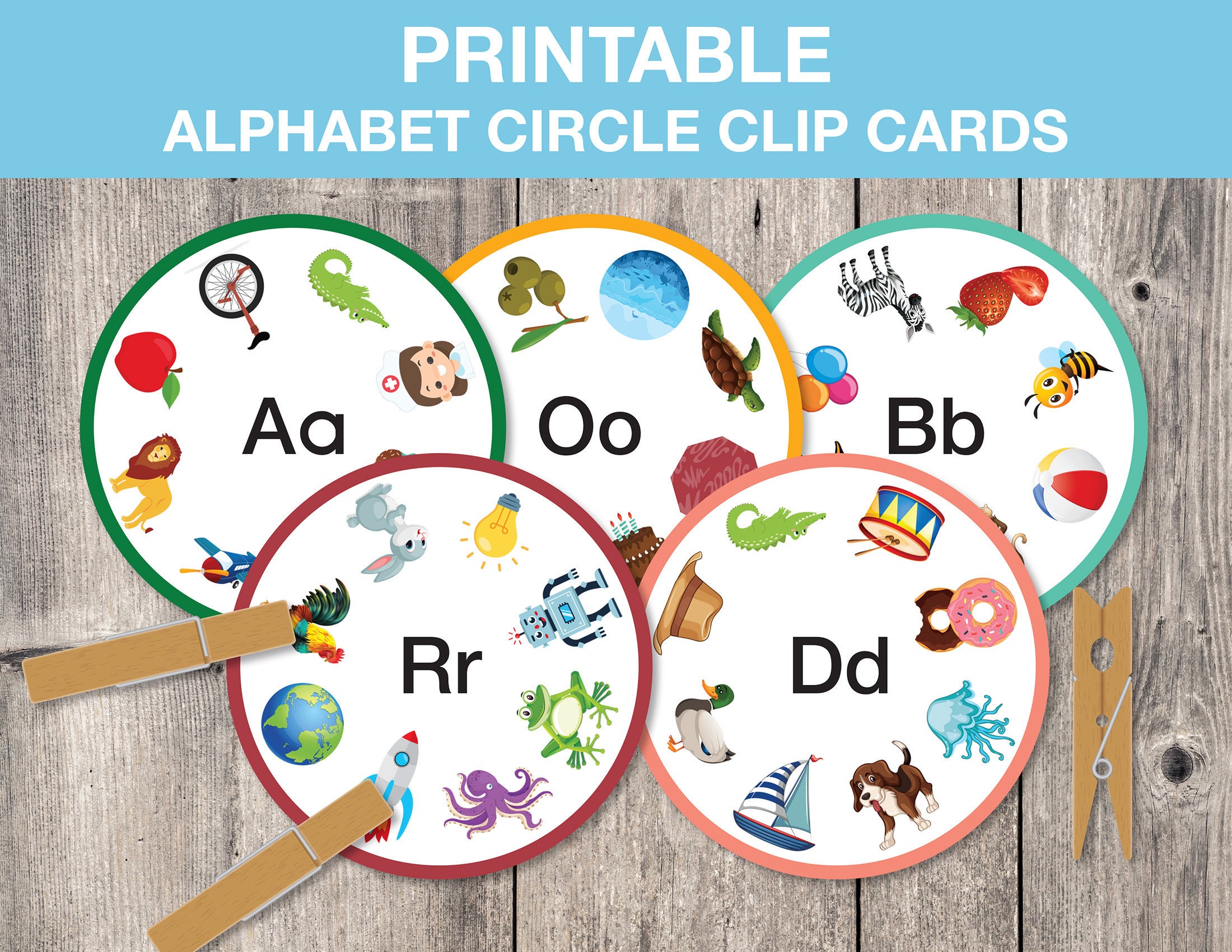 Printable Alphabet Circle Clip Cards, Montessori Alphabet Cards ...