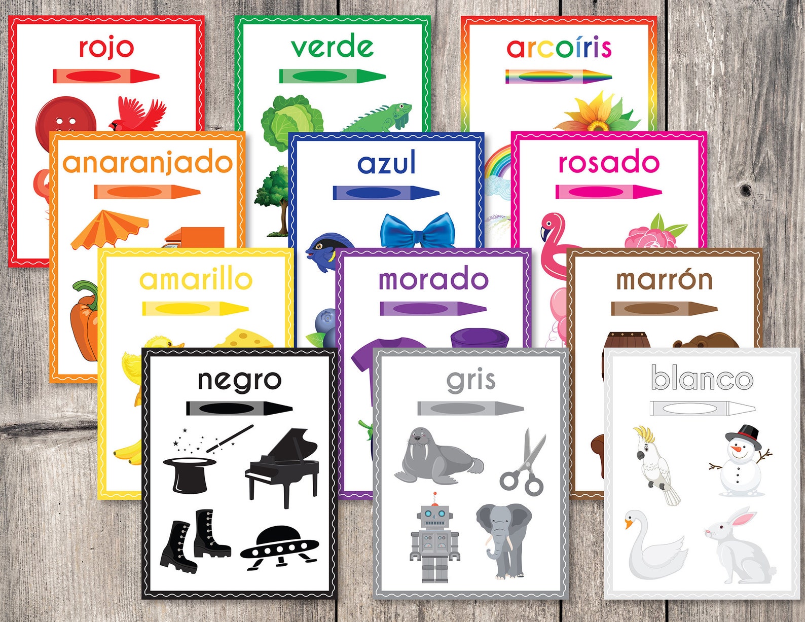 Spanish Printable Color Flashcards, Colors Flashcards, Preschool ...