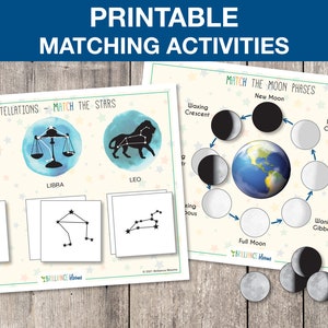 Printable Match the Stars Moon Phase Matching Activities | Etsy
