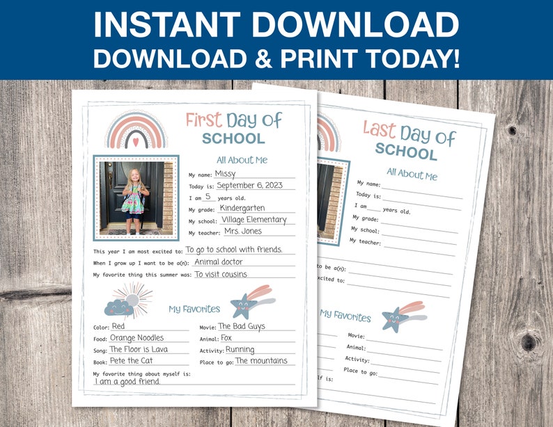 All About Me Printable, Back to School, First Day, Questionnaire ...