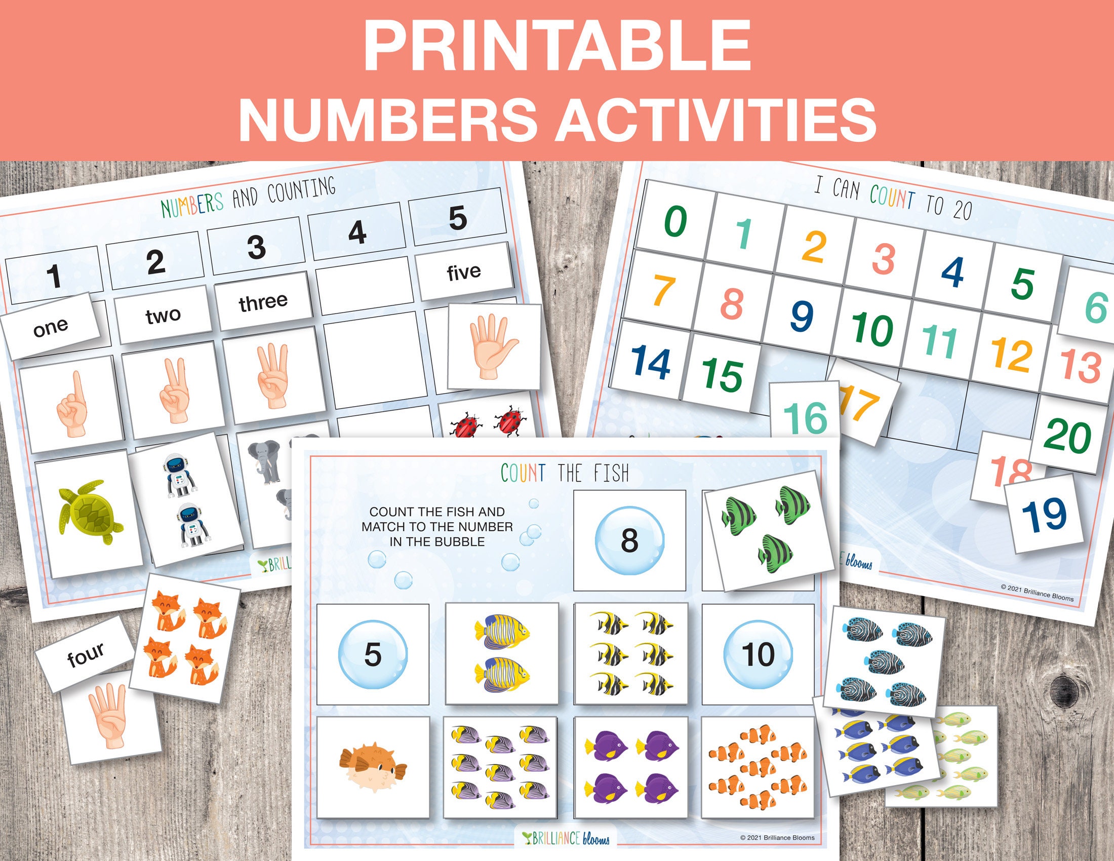 Printable Numbers Matching, Learn to Count, Counting Activity ...