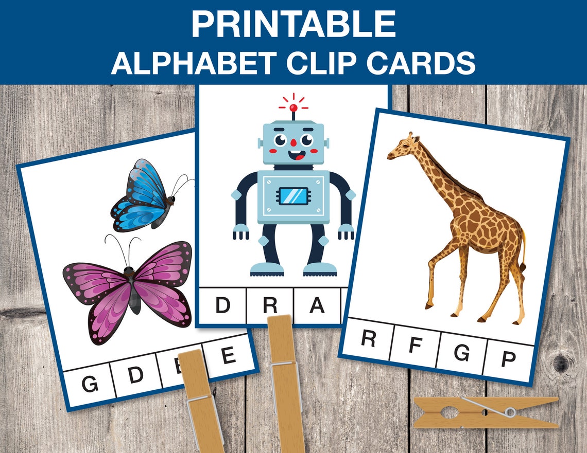 Printable Alphabet Clip Cards, Alphabet, Montessori Alphabet Cards ...