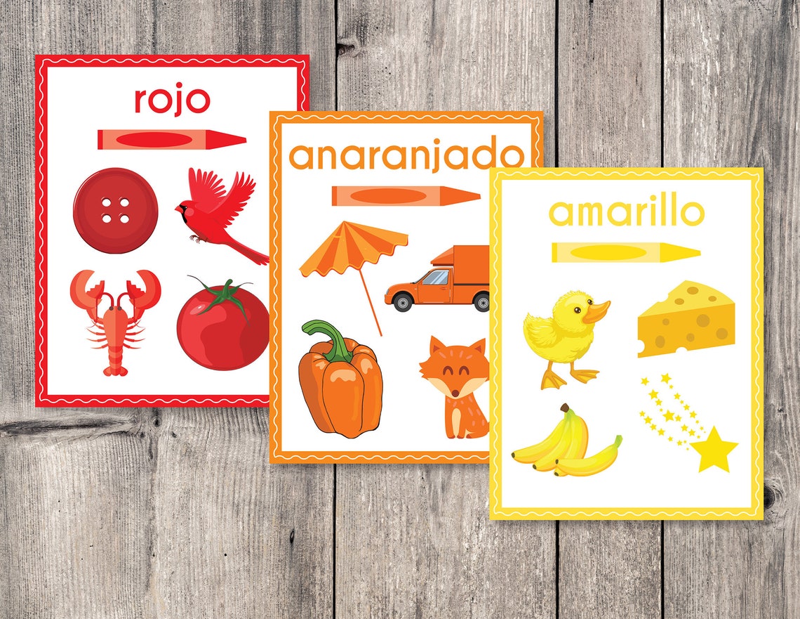 Spanish Printable Color Flashcards, Colors Flashcards, Preschool ...