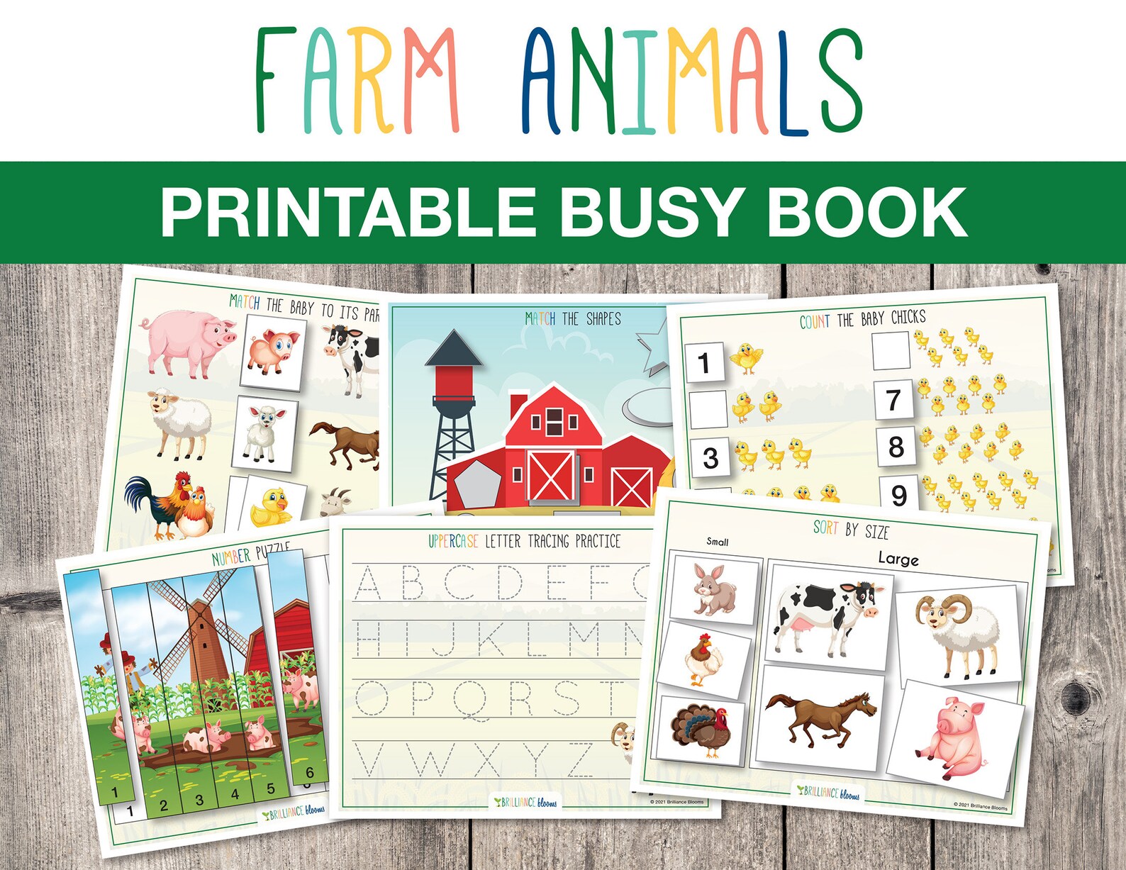 Printable Farm Animals Busy Book, Toddler Busy Book, Quiet Workbook ...
