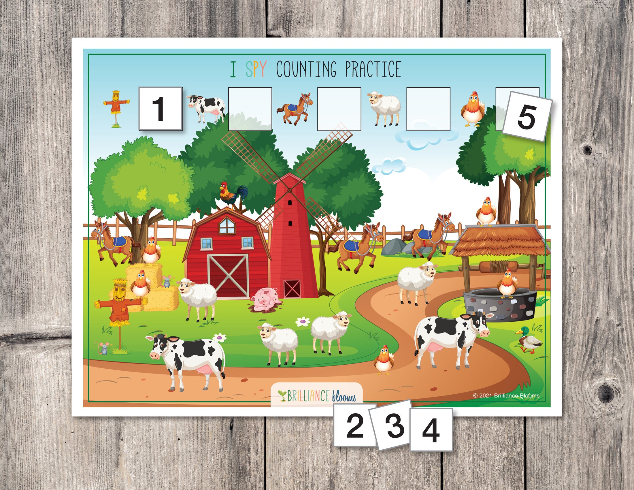 Printable Counting Activities, Farm Activity, Learn to Count, Preschool ...