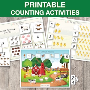 Printable Counting Activities, Farm Activity, Learn to Count, Preschool ...