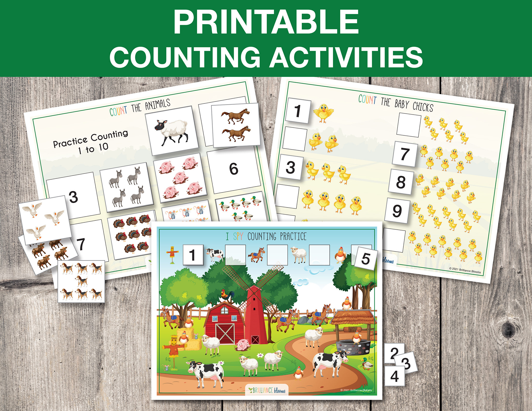 Printable Counting Activities, Farm Activity, Learn to Count, Preschool ...