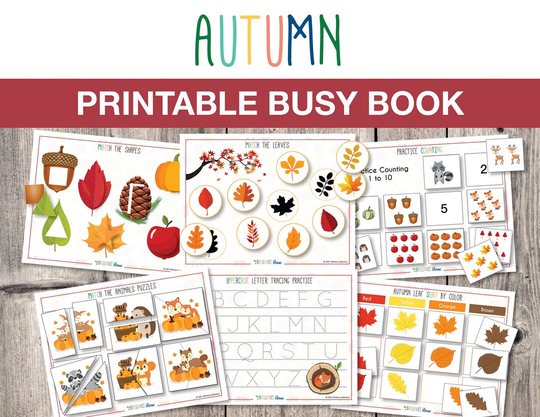 Autumn Printable Toddler Busy Book, Autumn Busy Book, Quiet Workbook ...