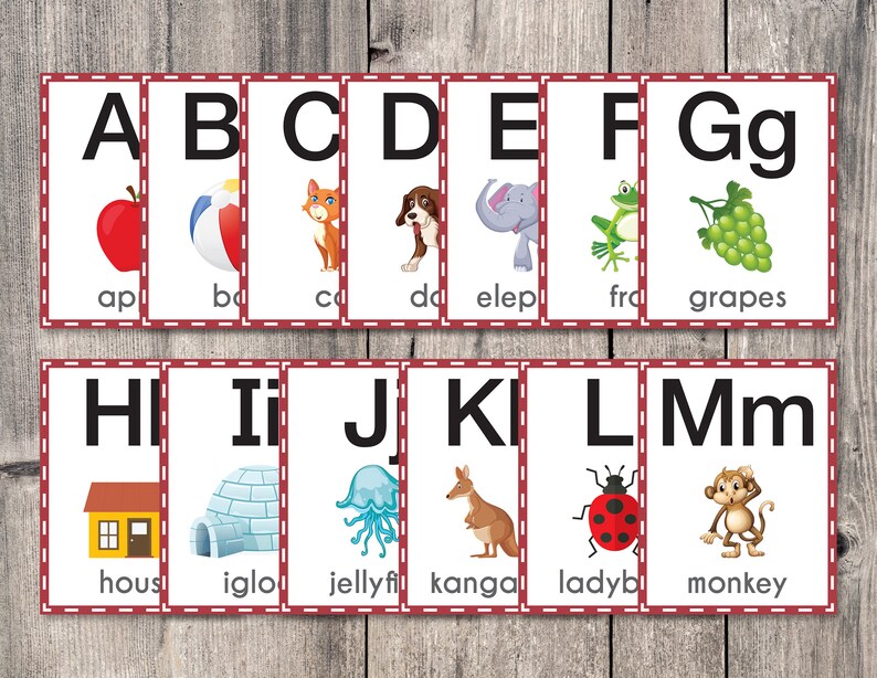 Printable Alphabet Flashcards, ABC Flashcards, Preschool Activity ...