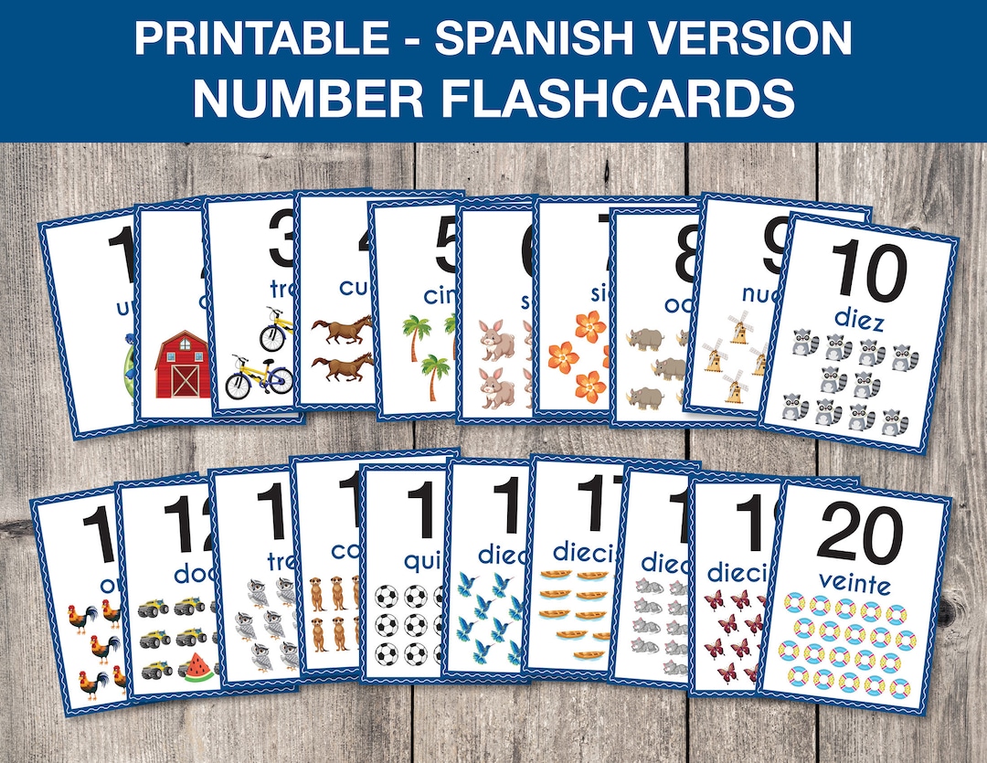 Spanish Printable Number Flashcards, Numbers 1-20, Preschool Activity ...