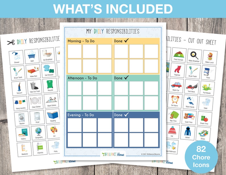 Printable Daily Responsibilities, Kids Routine, Chore Chart, Daily ...