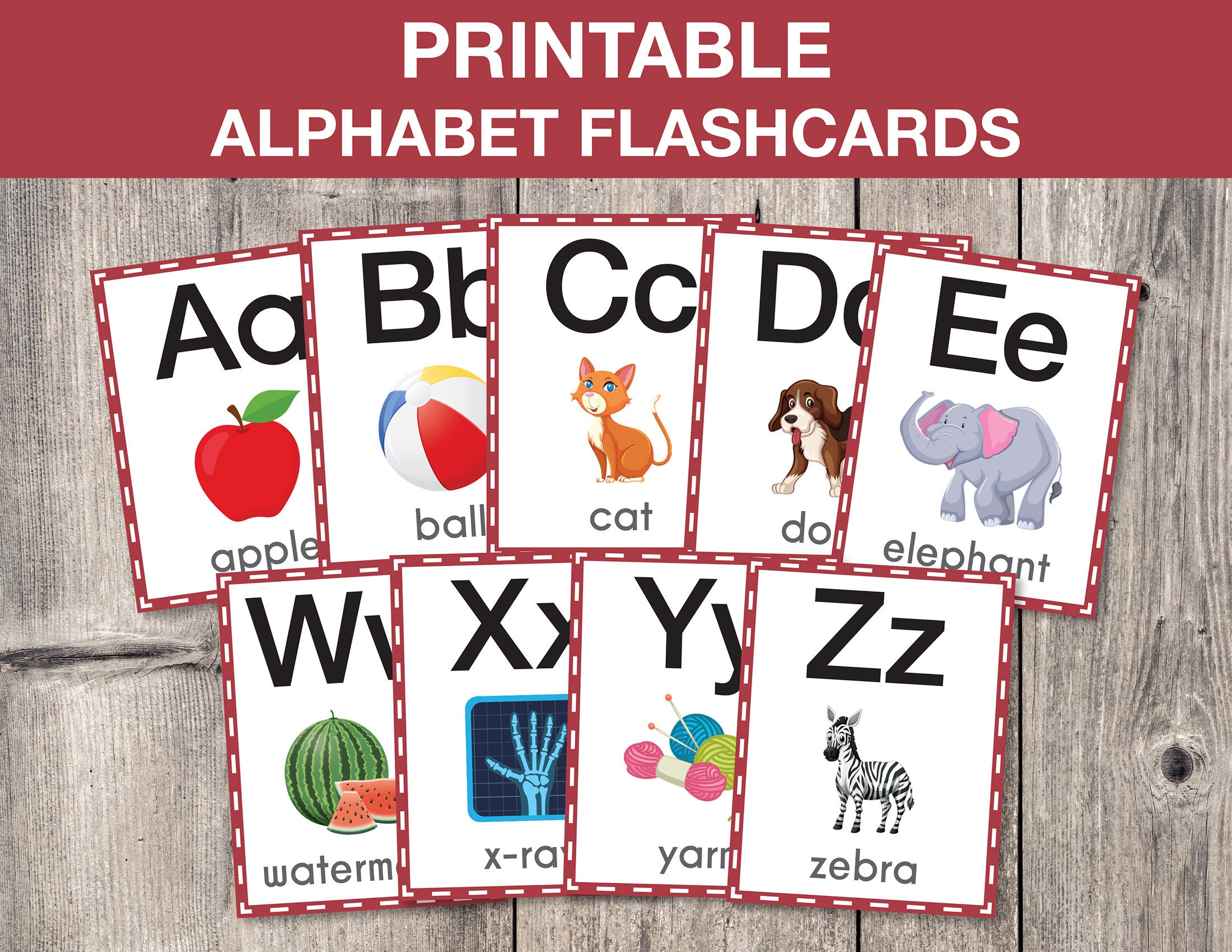 Printable Alphabet Flashcards, ABC Flashcards, Preschool Activity ...