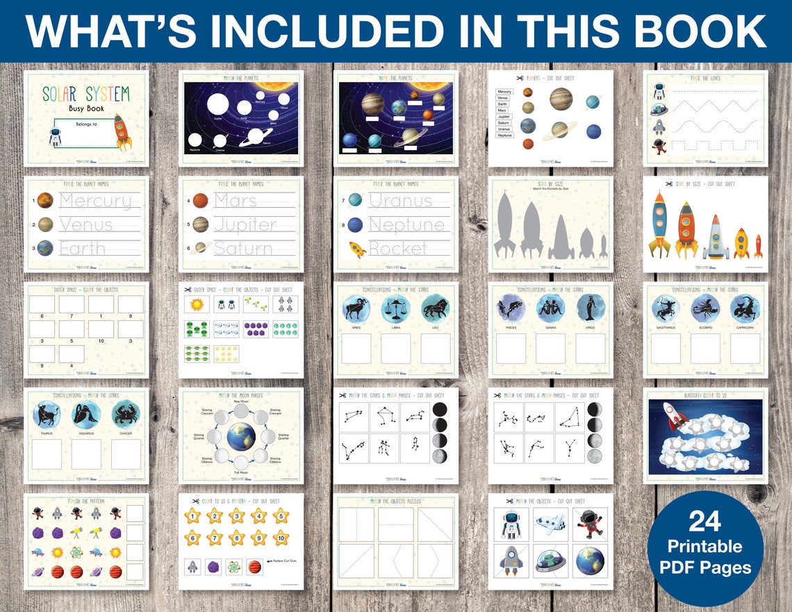 Printable Toddler Busy Book, Solar System Busy Book, Quiet Workbook ...