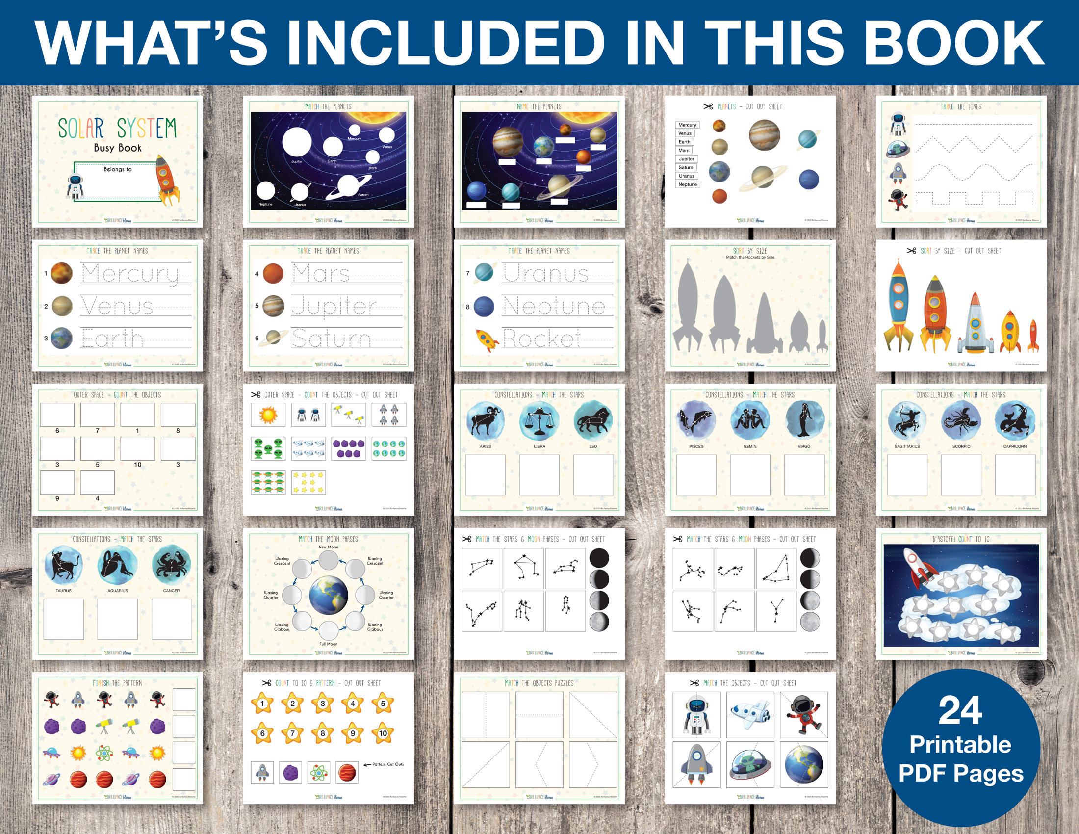 Printable Toddler Busy Book, Solar System Busy Book, Quiet Workbook ...