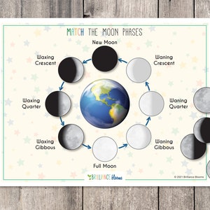 Printable Match the Stars, Moon Phase, Matching Activities, Solar ...