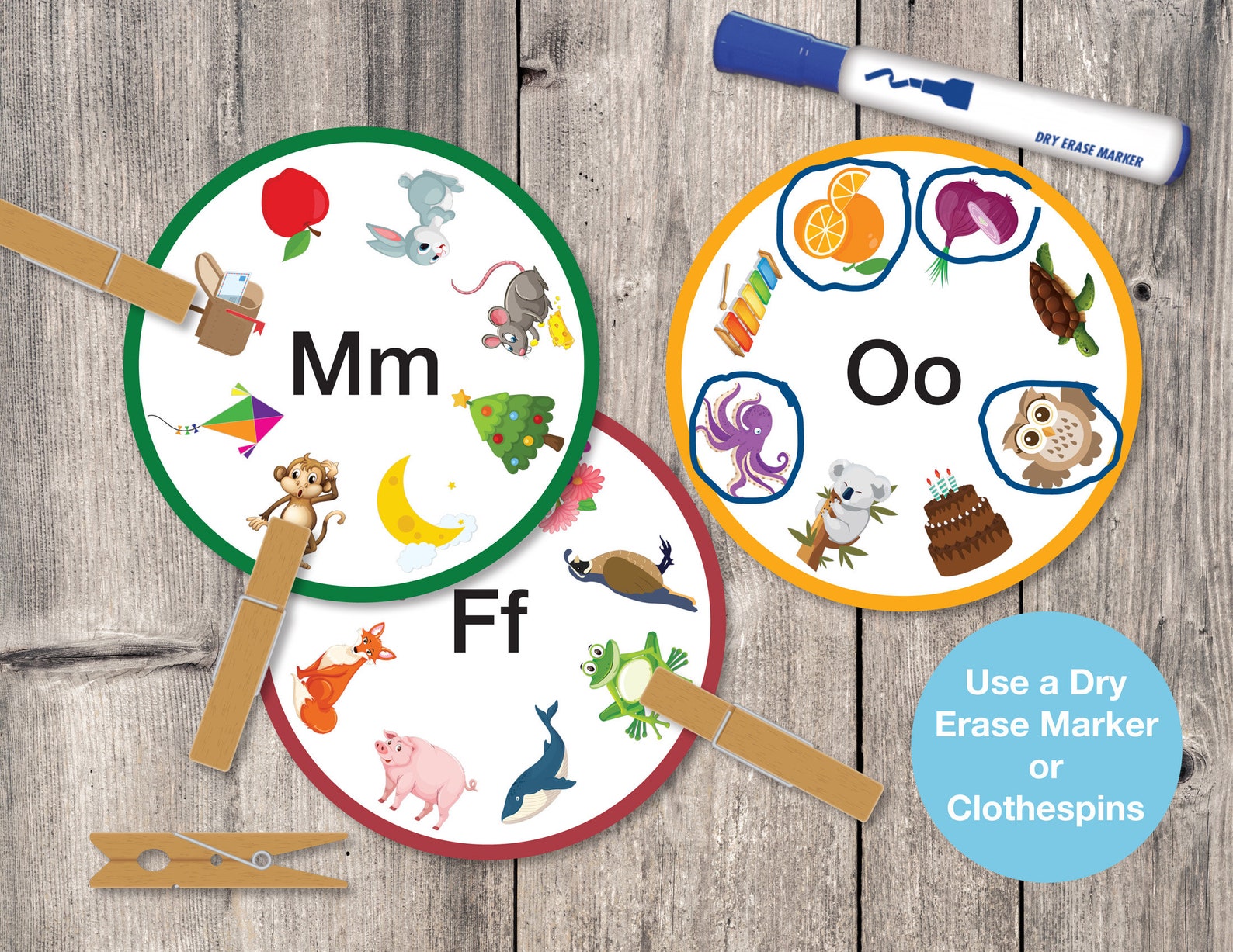 Printable Alphabet Circle Clip Cards Montessori Alphabet - Etsy