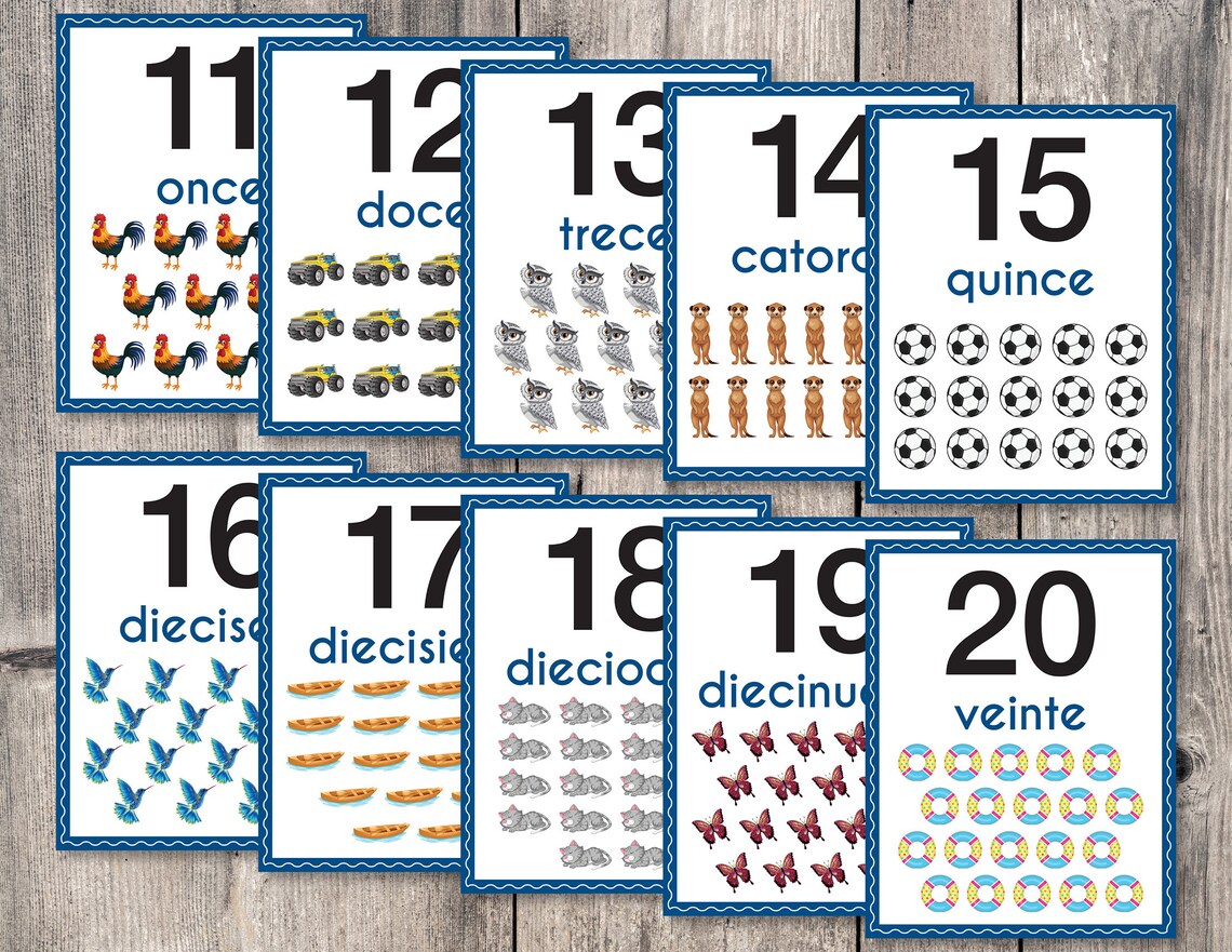 Spanish Printable Number Flashcards, Numbers 1-20, Preschool Activity ...