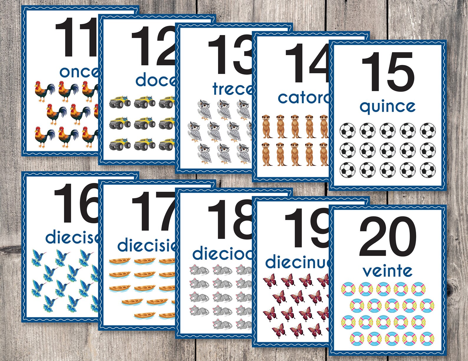 Spanish Printable Number Flashcards, Numbers 1-20, Preschool Activity ...