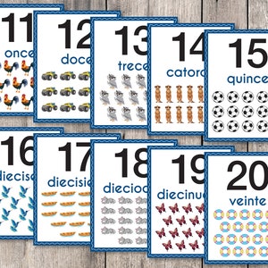 Spanish Printable Number Flashcards, Numbers 1-20, Preschool Activity ...