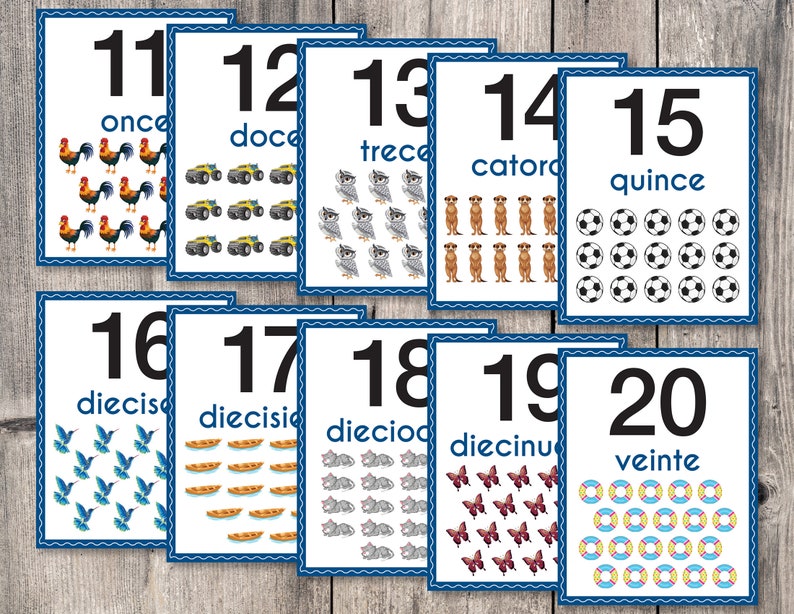 Spanish Printable Number Flashcards, Numbers 1-20, Preschool Activity ...
