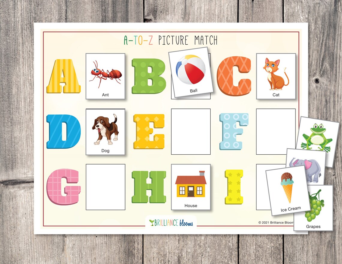 Printable Alphabet Matching A to Z Picture Match Preschool - Etsy