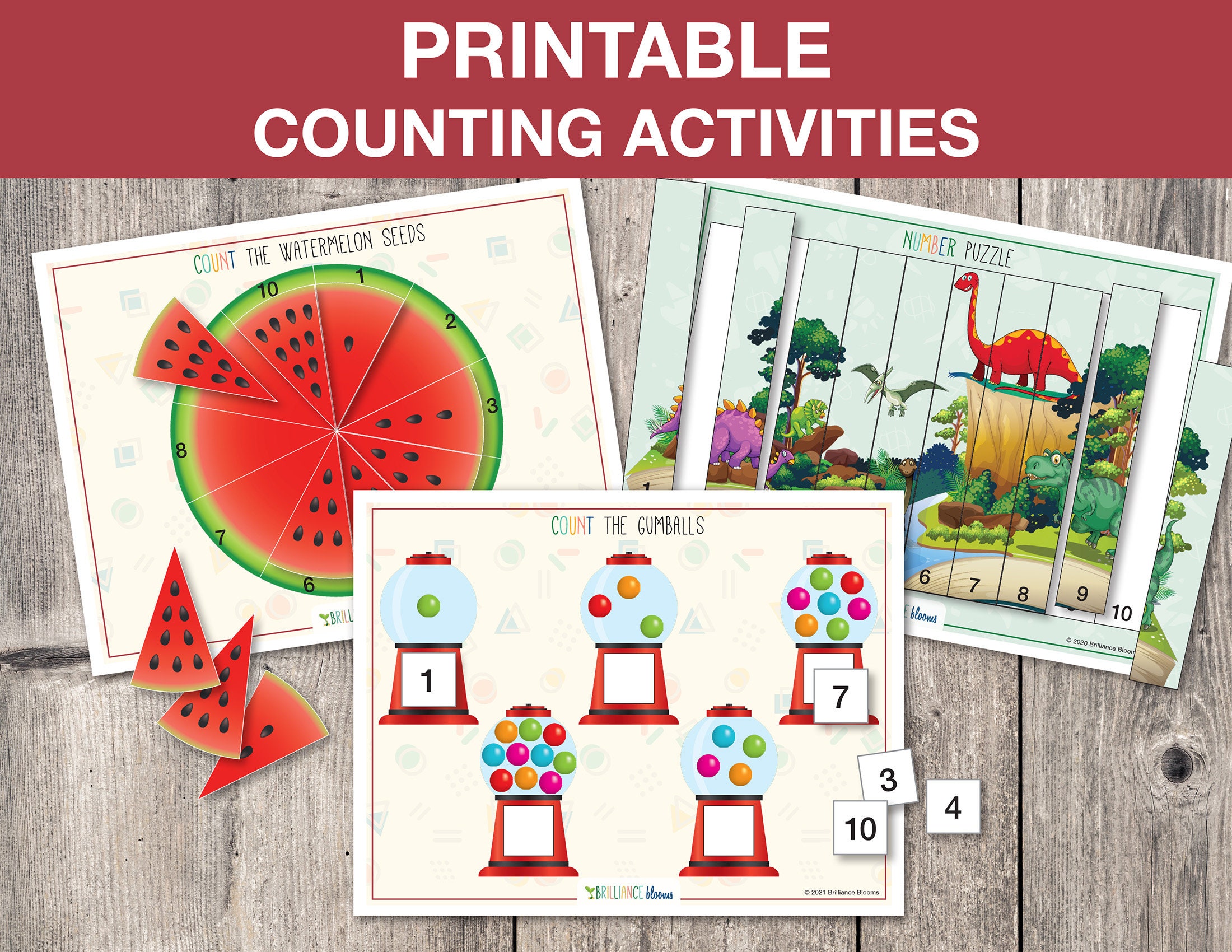 Printable Counting Worksheets Preschool Counting Activity - Etsy