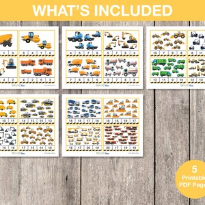 Printable Construction Clip Cards, Trucks, Montessori Counting Cards ...