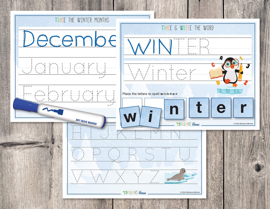 Printable Winter Busy Book, Preschool Busy Book, Quiet Workbook, Winter ...