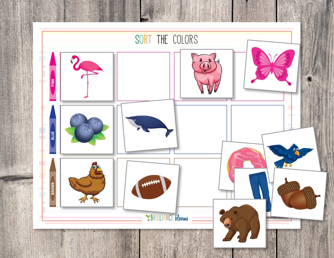 Printable Sorting Activities, Color Sorting, Color Matching, Preschool ...