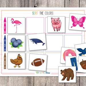 Printable Sorting Activities, Color Sorting, Color Matching, Preschool ...