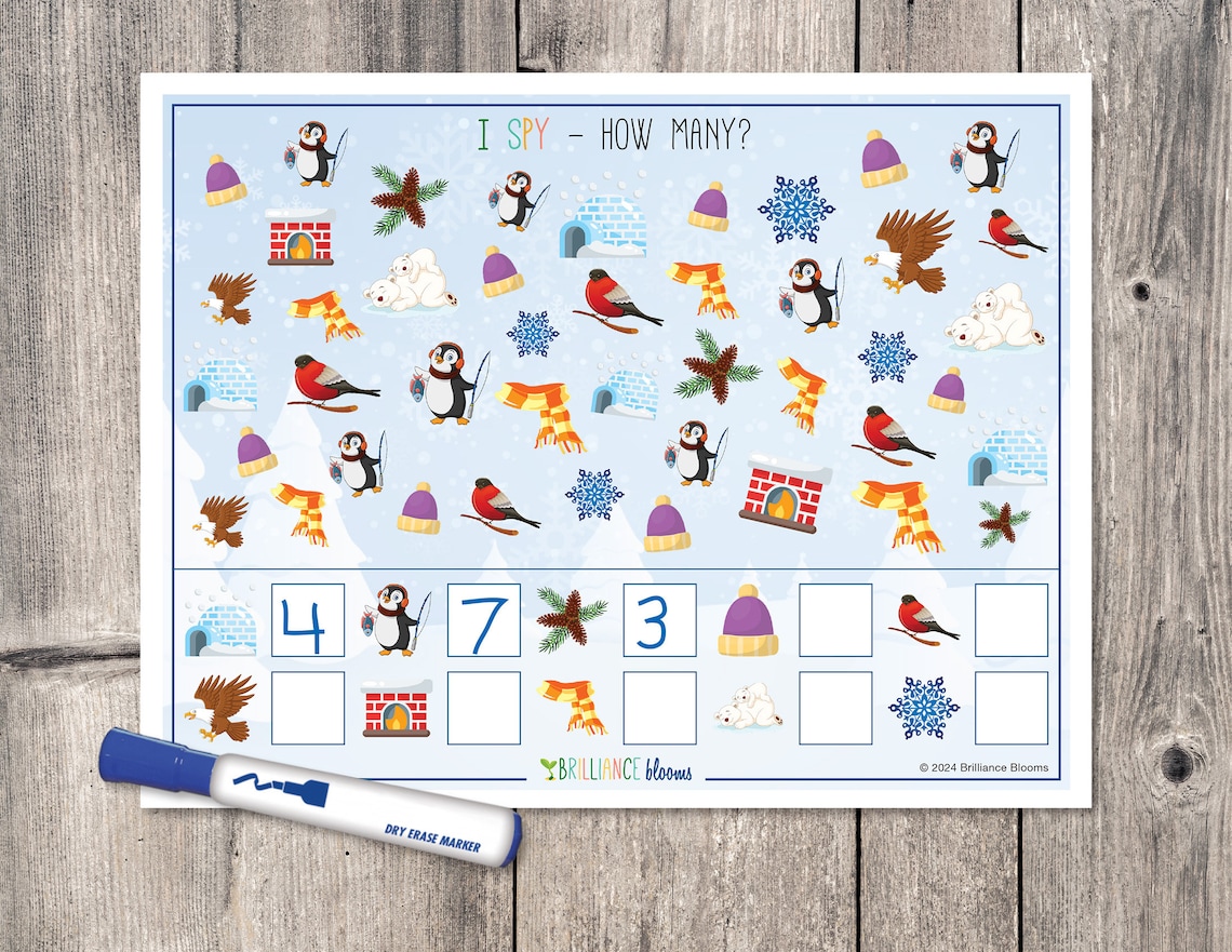 Printable Winter Busy Book, Preschool Busy Book, Quiet Workbook, Winter ...
